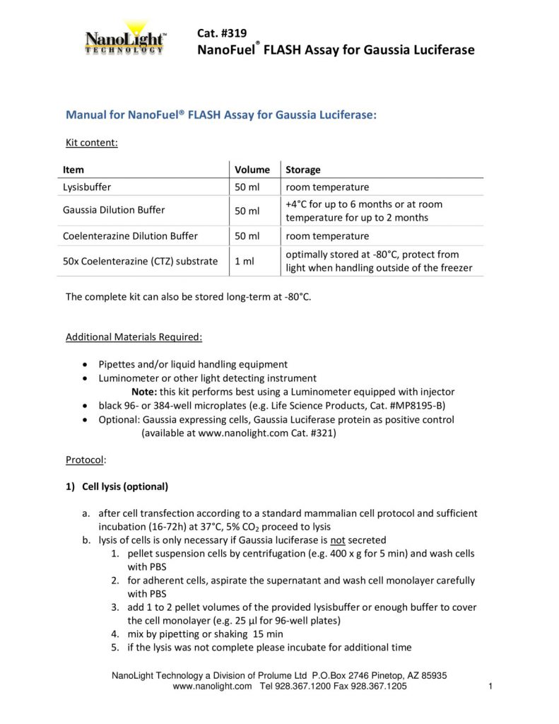 GLuc FLASH Assay